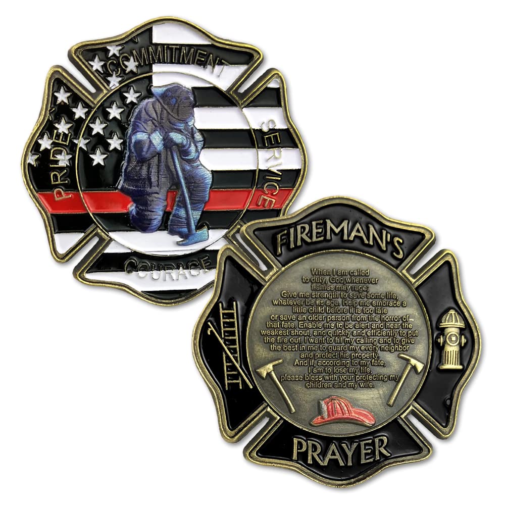 Amazon.com: Firefighter Challenge Coin Fireman's Prayer Commemorative ...
