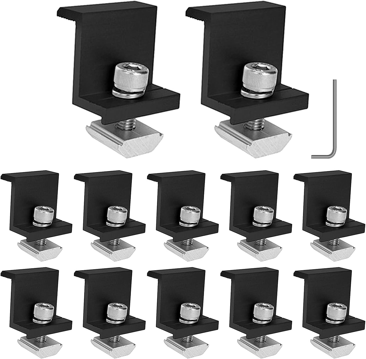 Pack of 12 Solar Panel Brackets, 30 mm Solar End Clamp, Solar Panel ...