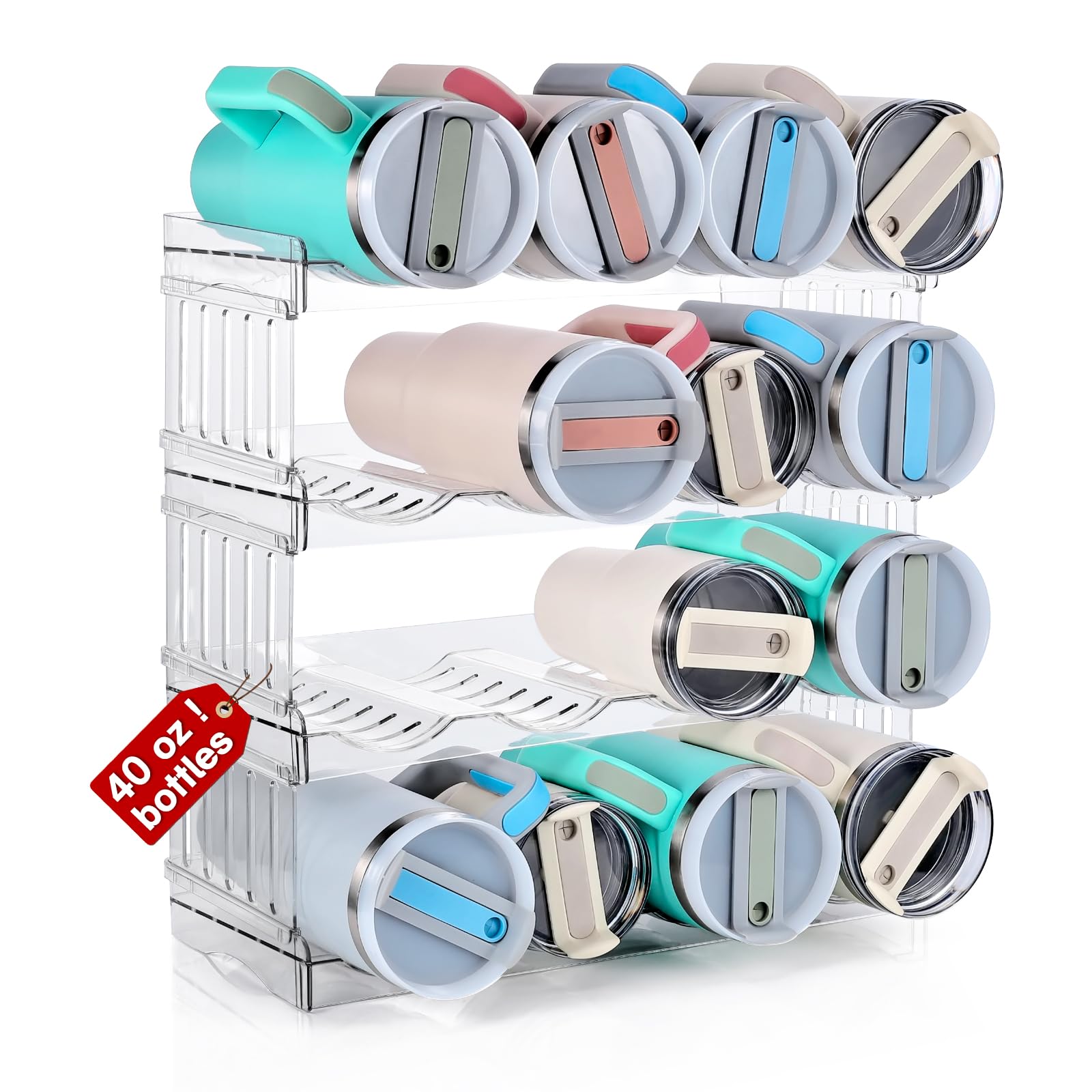 Amazon.com - MYJIE [4 Tier] Water Bottle Organizer for Stanley ...