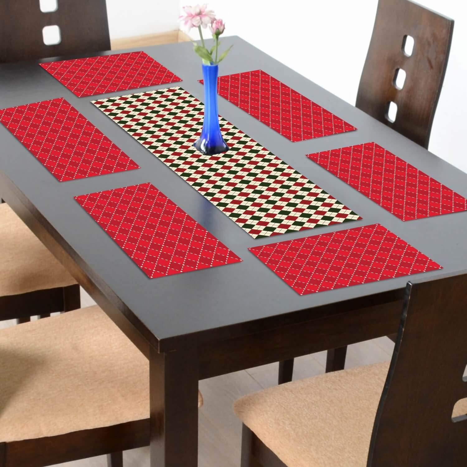 Buy TheYaYaCafe 6 Table Mats and Runner Set for Dining Table (1 Table ...