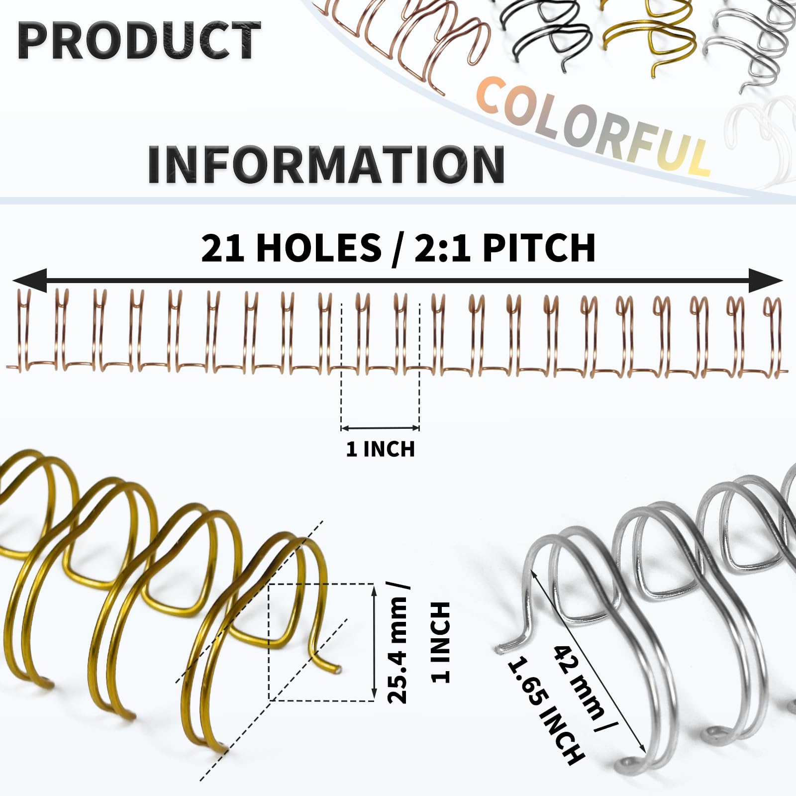 Double Loop Binding RAYSON 1 Inch Double Loop - 50 Pack Golden 21 Hole ...