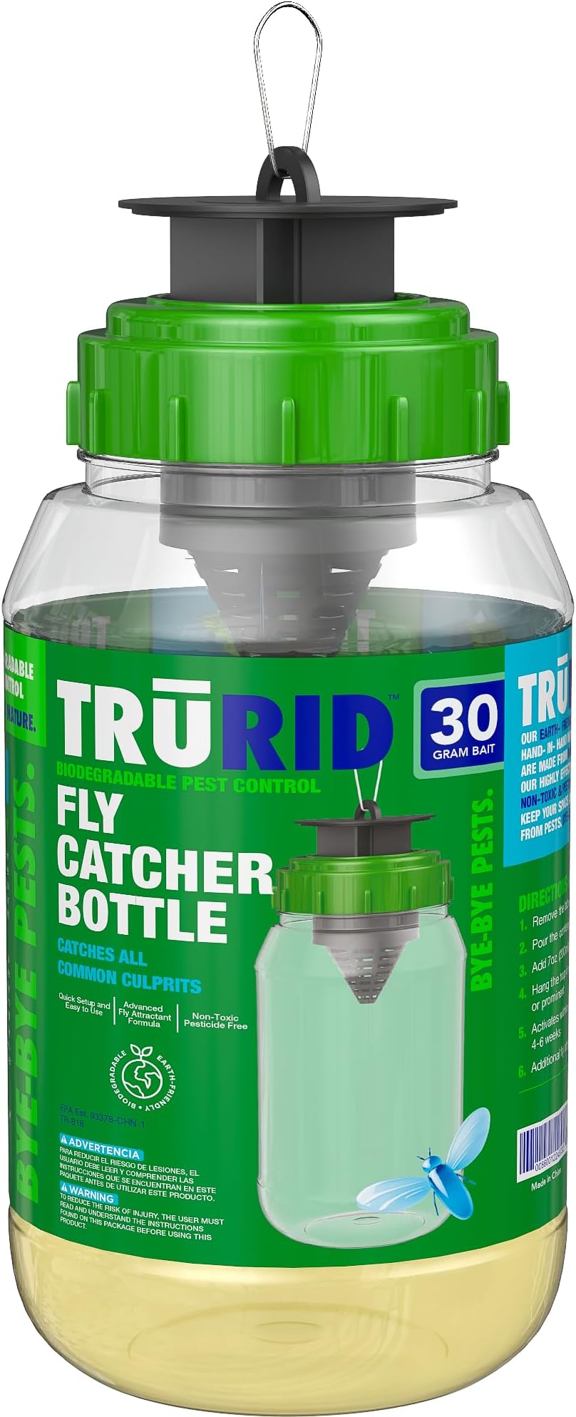 Amazon.com : Fly-On-In, Fruit Fly Bottle Top Trap – Reusable Non-Toxic ...