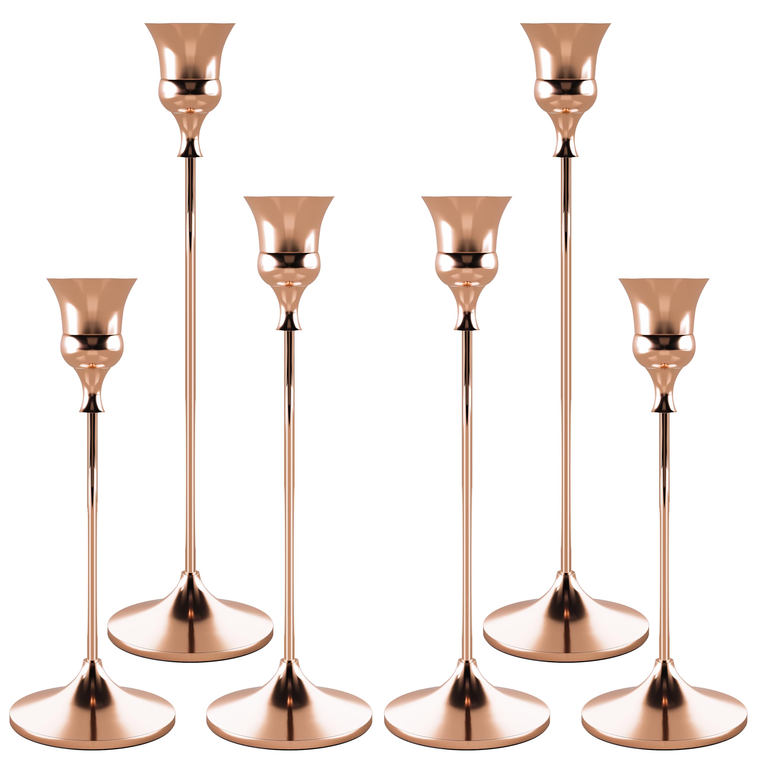 Amazon.com: Showin Candlestick Holders Rose Gold, 6 Packs Taper Candle ...