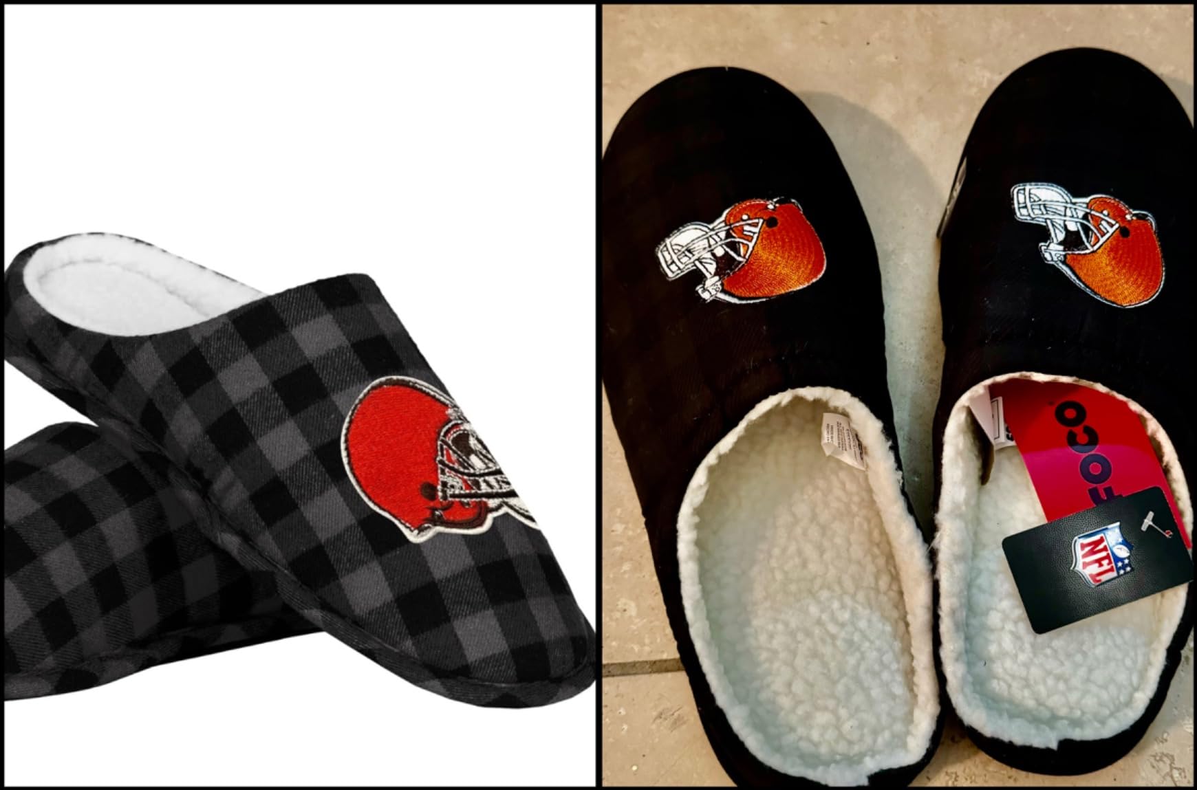 Amazon.com : FOCO Men's NFL Sherpa Lined Buffalo Check Memory Foam ...