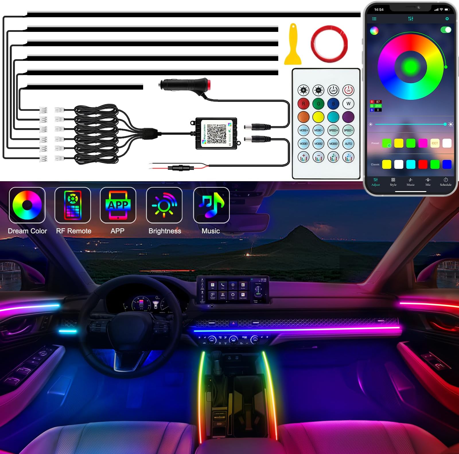 Amazon.com: Mandark Car Interior LED Light, 7 in 1 Automotive Ambient ...