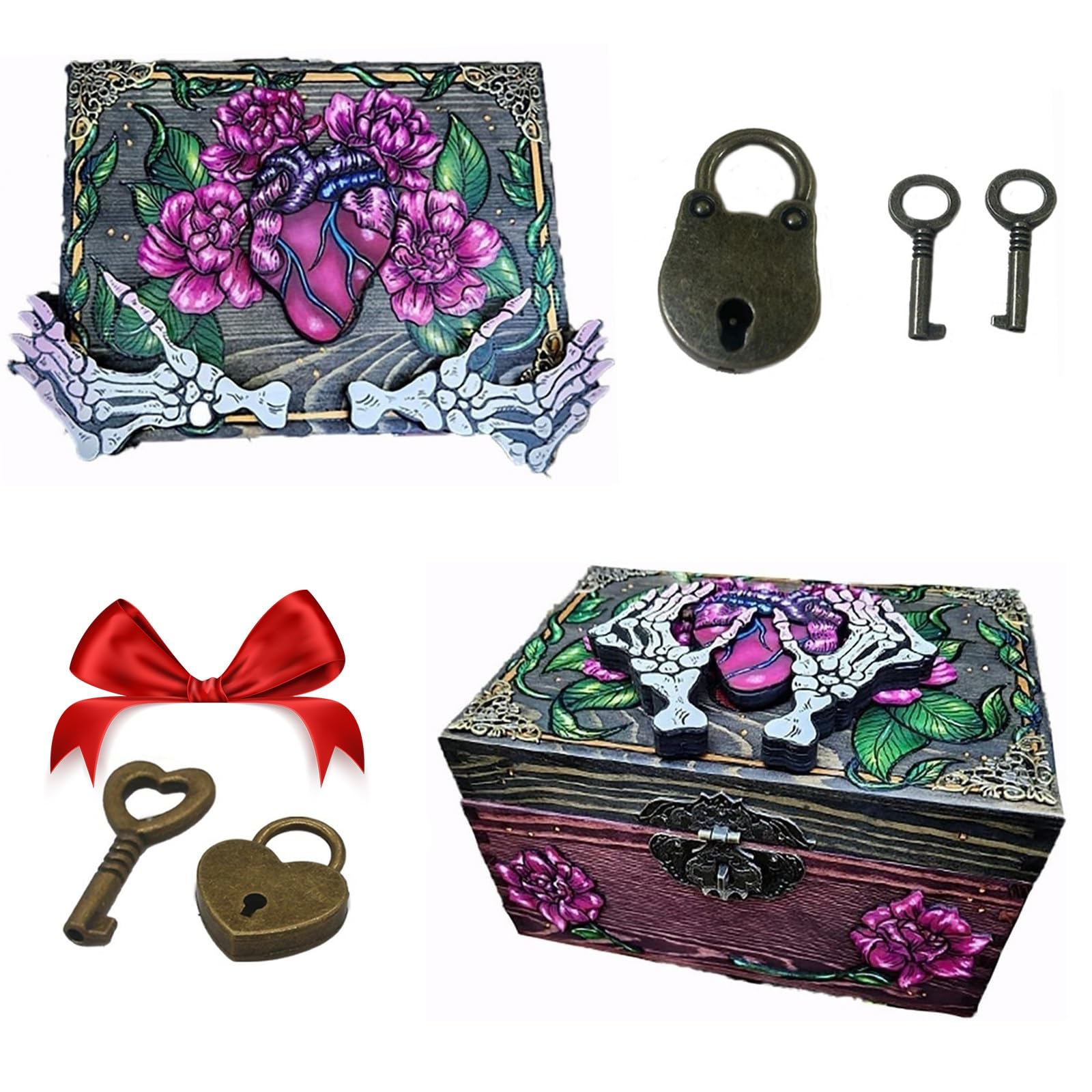 Amazon.com: LRUIKEO Skull And Nature Hidden Key Box, Skull Art Hidden ...