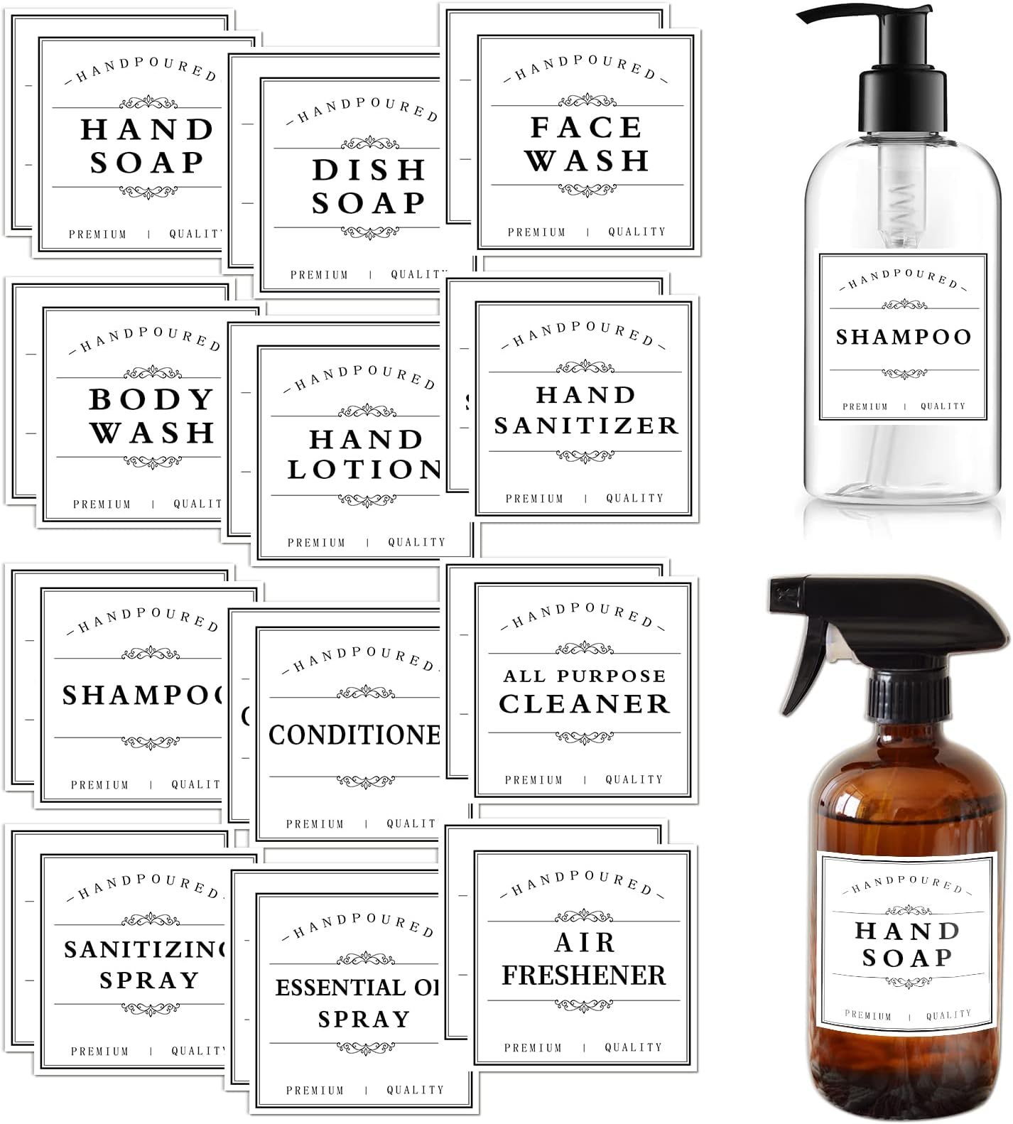 Amazon.com: HVSWLY 24PCS Bathroom Labels for Soap Dispenser, Bottle ...