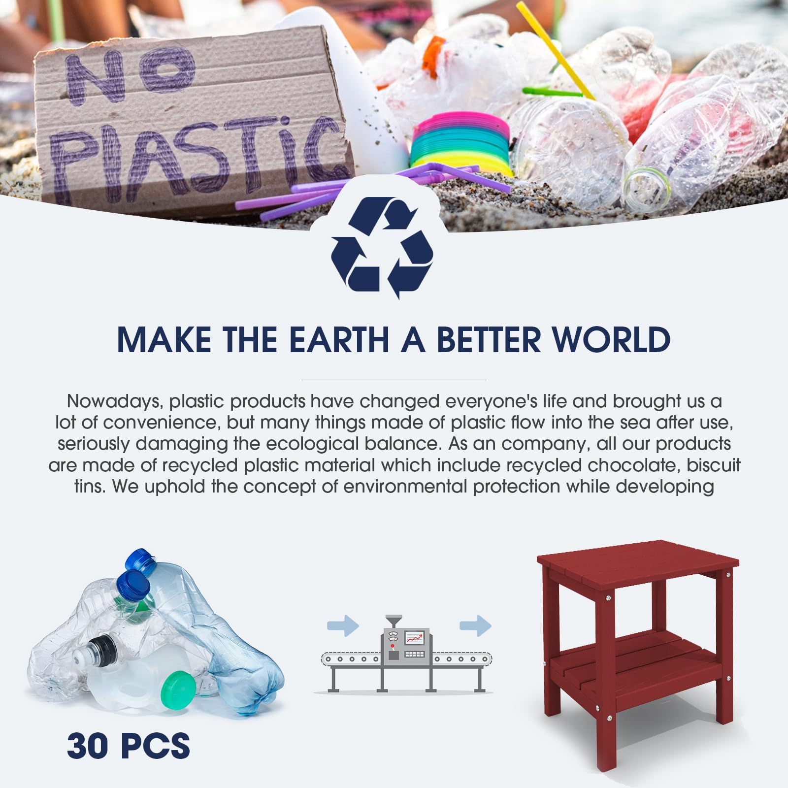 (Similarly)KINGYES Double Side Table, Adirondack End Table- Red