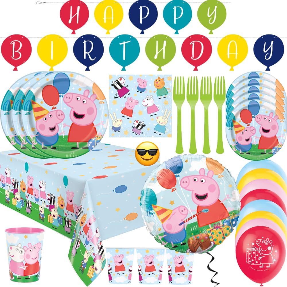 Peppa Pig Birthday Party Supplies Decorations For 8 Plates Cups