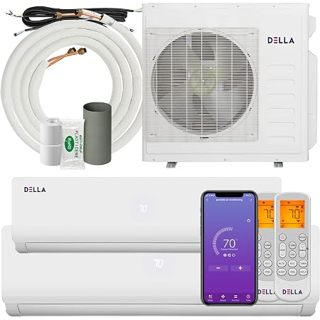 Amazon.com: DELLA 36K BTU ODU 2 Dual Zone 18000 24000 BTU 19 SEER2 208 ...