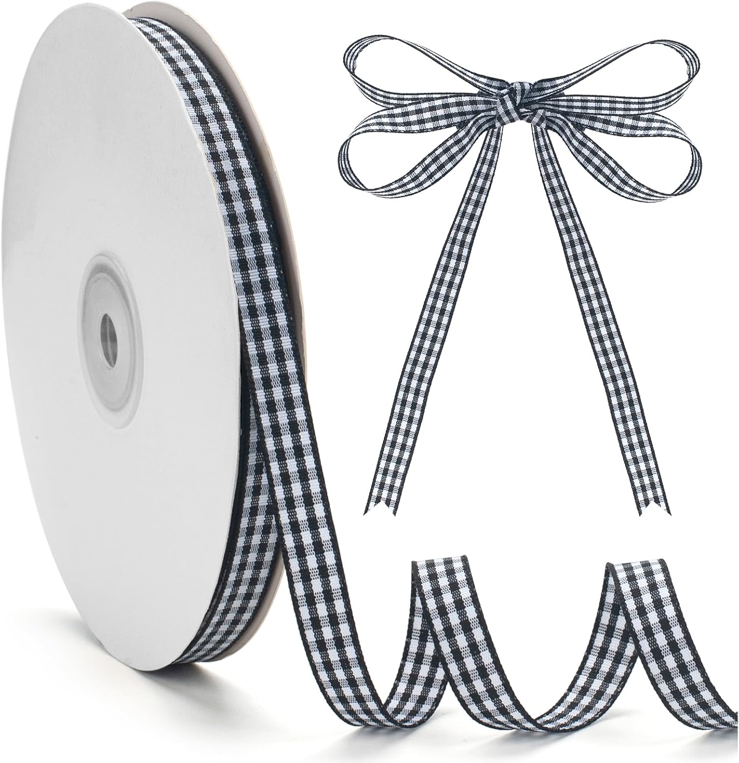 Amazon.com: GHGMAO Gingham Ribbon, Black and White Plaid Checkered ...