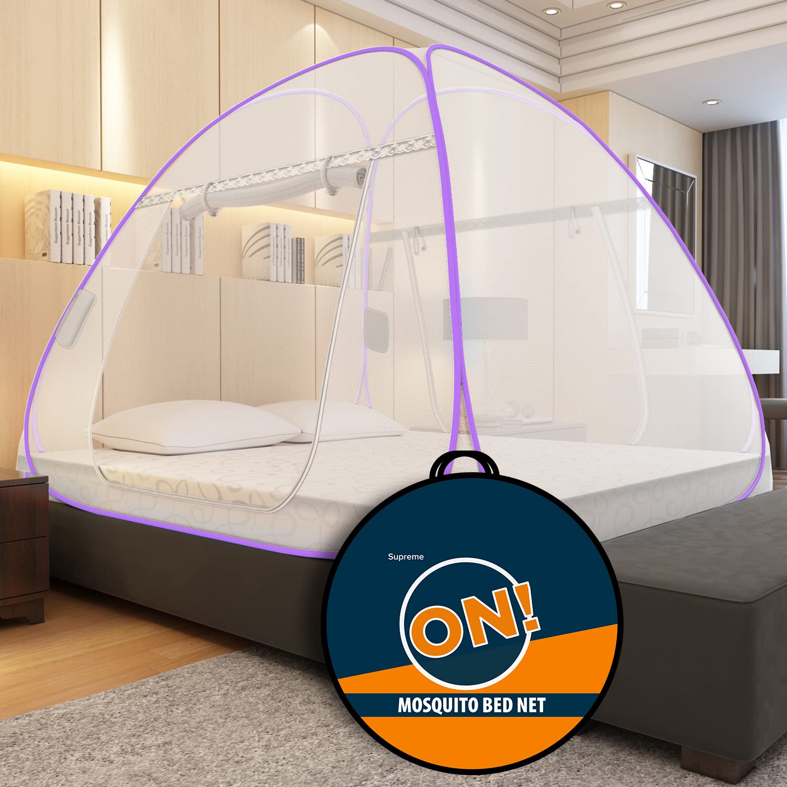 Supreme On Mosquito Net for Queen Bed with Pocket for Mobile ...