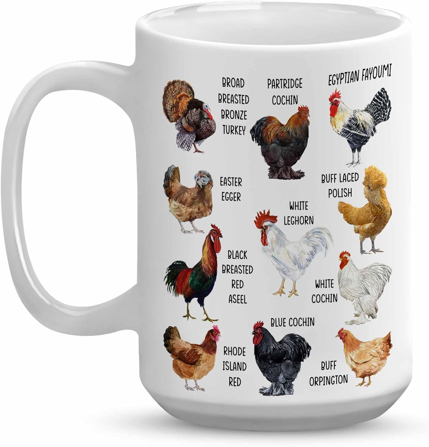 Amazon.com: WHIDOBE Breeds of Chickens Mug - Chicken Lover Gifts for ...