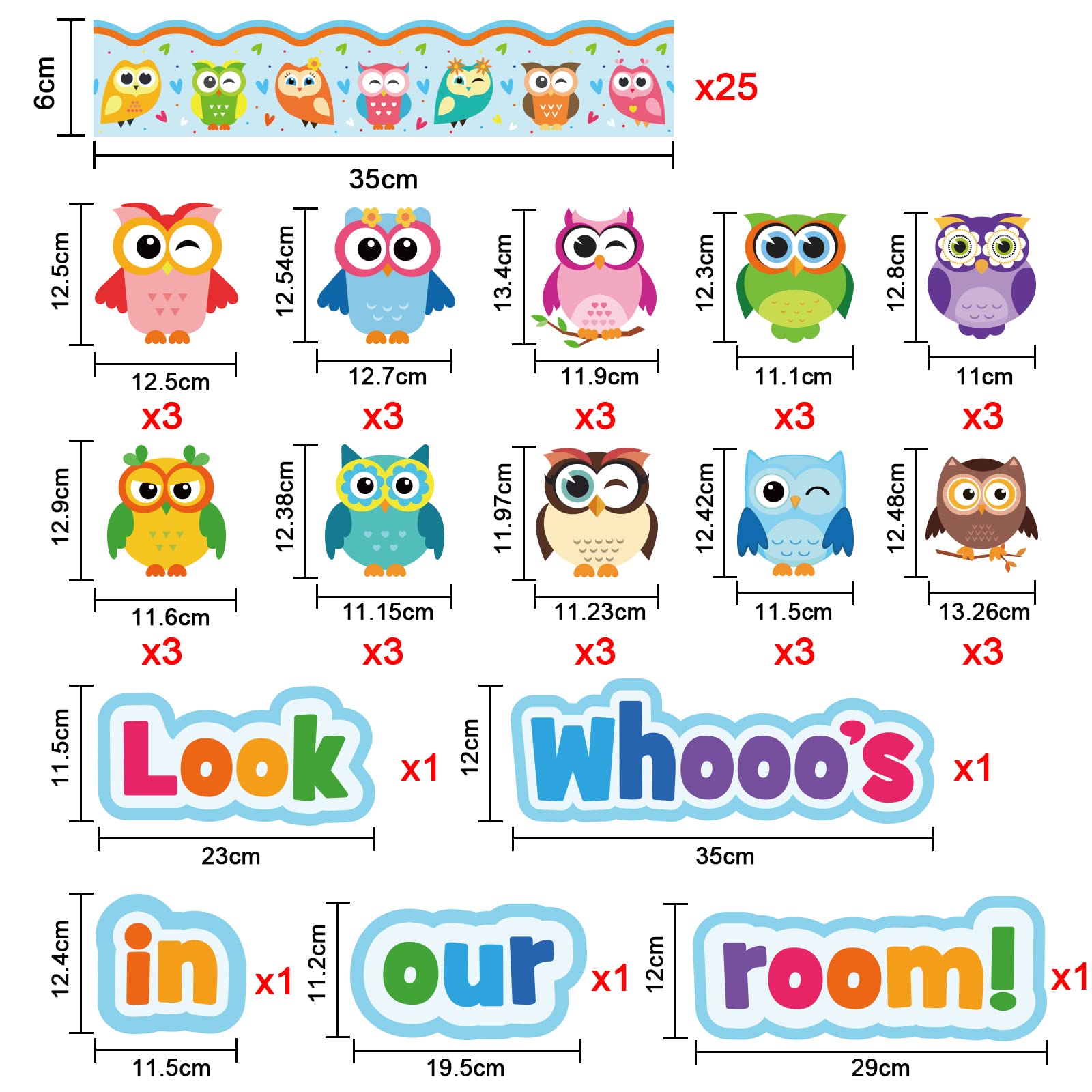 Snapklik.com : Colorful Owls Bulletin Board Decoration Set Mix Owl ...