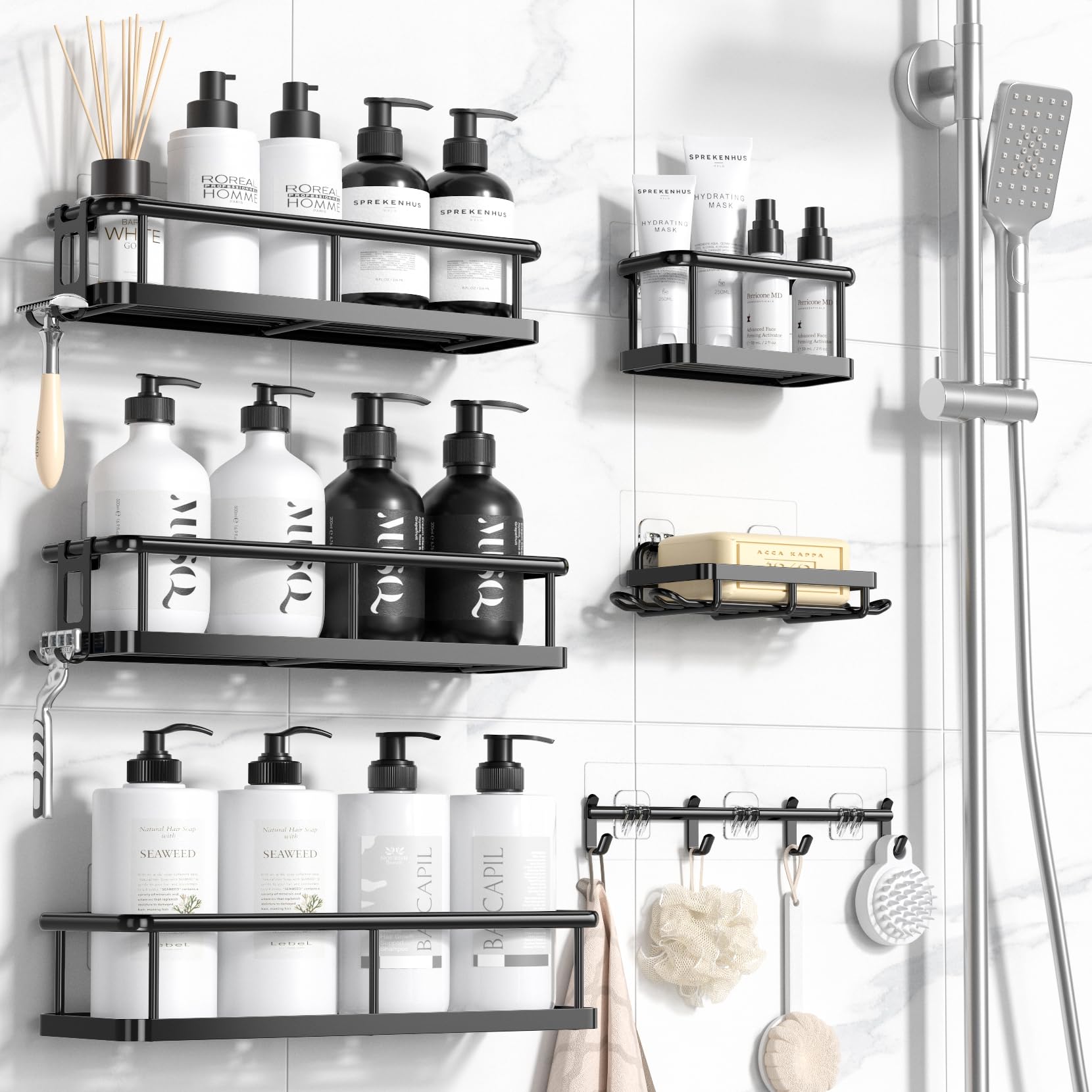 Amazon.com: YASONIC Shower Caddy, 6 Pack Large Capacity Shower ...