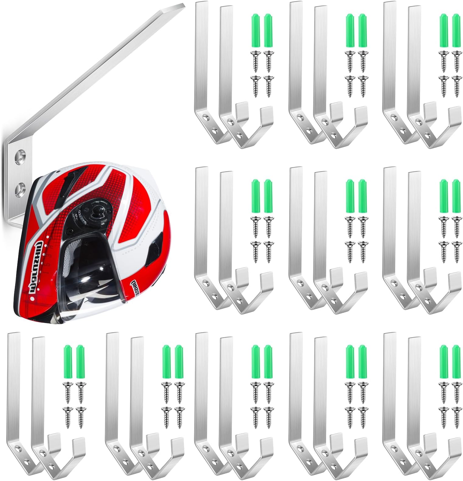 Amazon.com: Yaocom 20 Pcs Motorcycle Helmet Holder Hook Wall Mounted ...