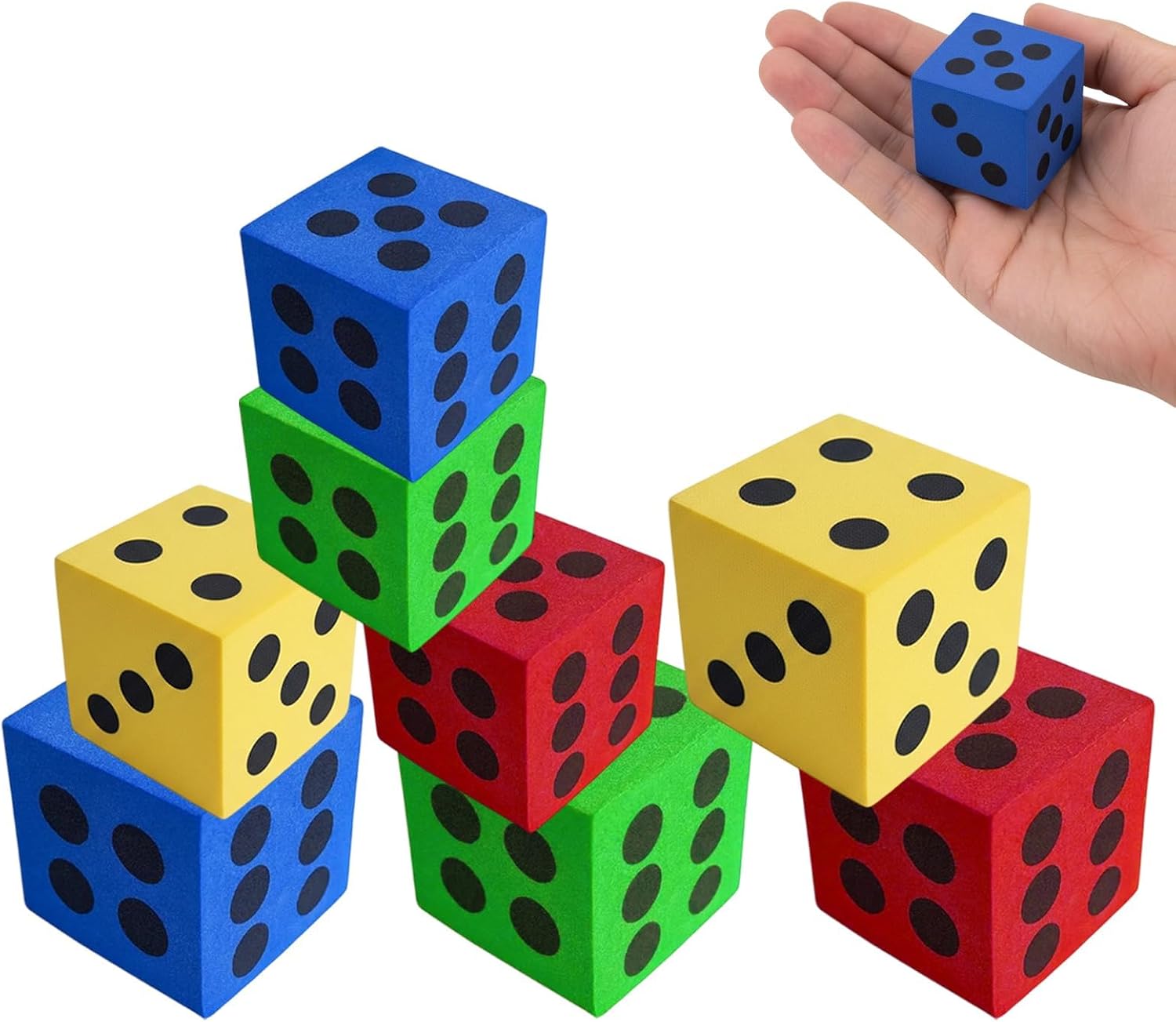 Amazon.com: Large Foam Dice Set, 8 Jumbo Dice in 4 Colors for Board ...