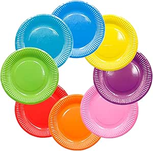 Sumajuc 40 Packs 7" Colourful Paper Plates,Rainbow Paper Plates ...
