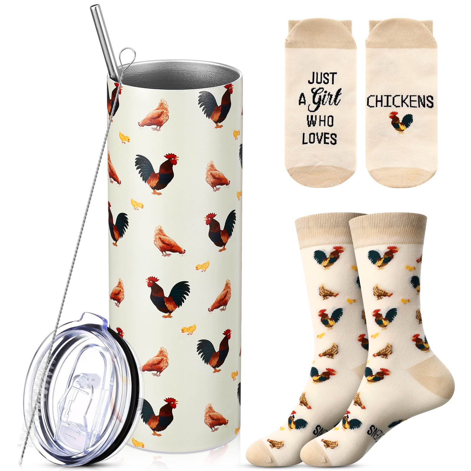 Amazon.com | Funnymoom 2 Pack Chicken Themed Gifts Set Skinny Tumbler ...