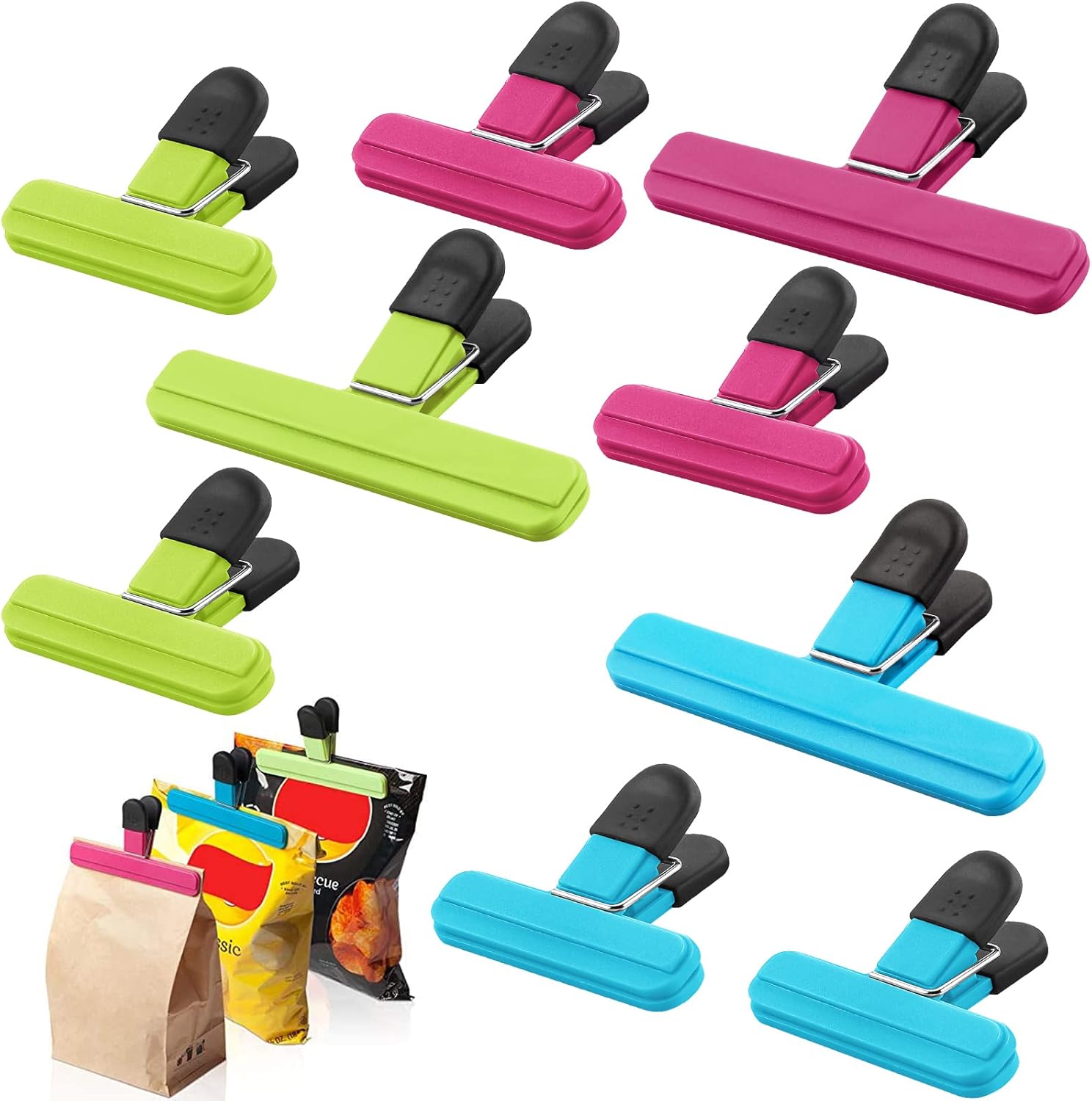 Amazon.com: 9 Pack Bag Sealer - Reusable Food Clips, Chip Bag Clips for ...