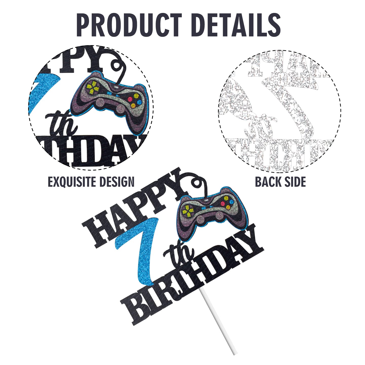 Snapklik.com : Happy 7th Birthday Video Game Cake Topper - Level 7 ...