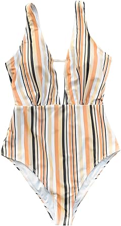 CUPSHE Women's Women's Deep V Neck Open Back Stripe Make Unique One ...
