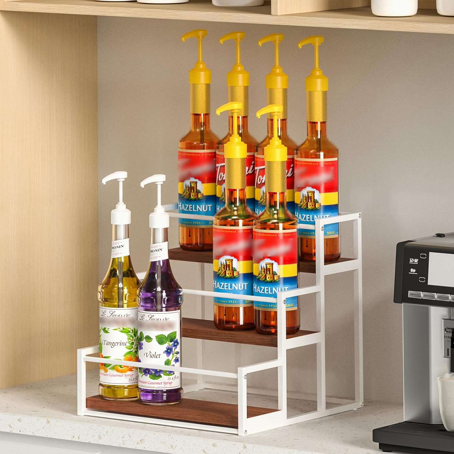 Amazon.com: THYGIFTREE Coffee Syrup Rack Organizer 3-Tier 12 Syrup ...