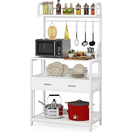 Amazon.com: Tribesigns Kitchen Bakers Rack with Hutch, 5 Tier Kitchen ...