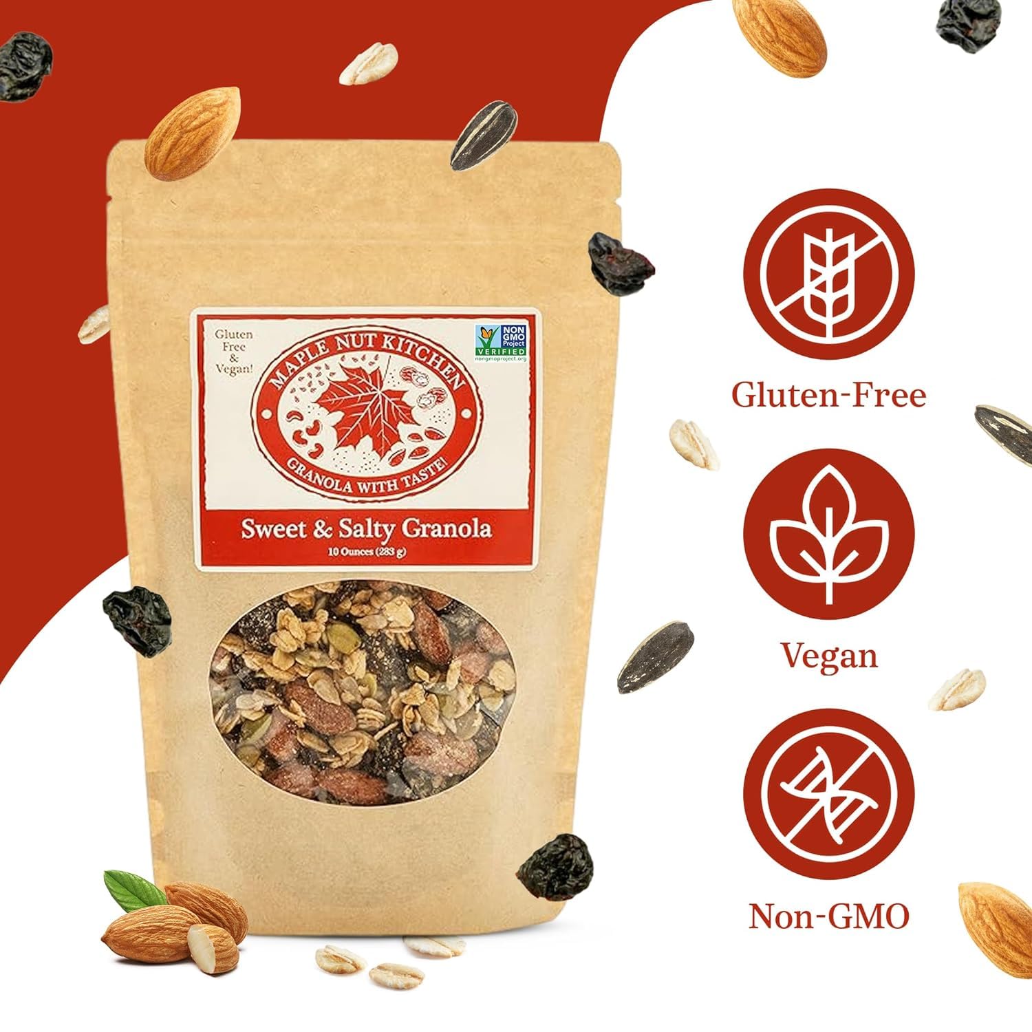 Maple Nut Kitchen Granola dulce y salada – Sin gluten y vegana Nuez ...