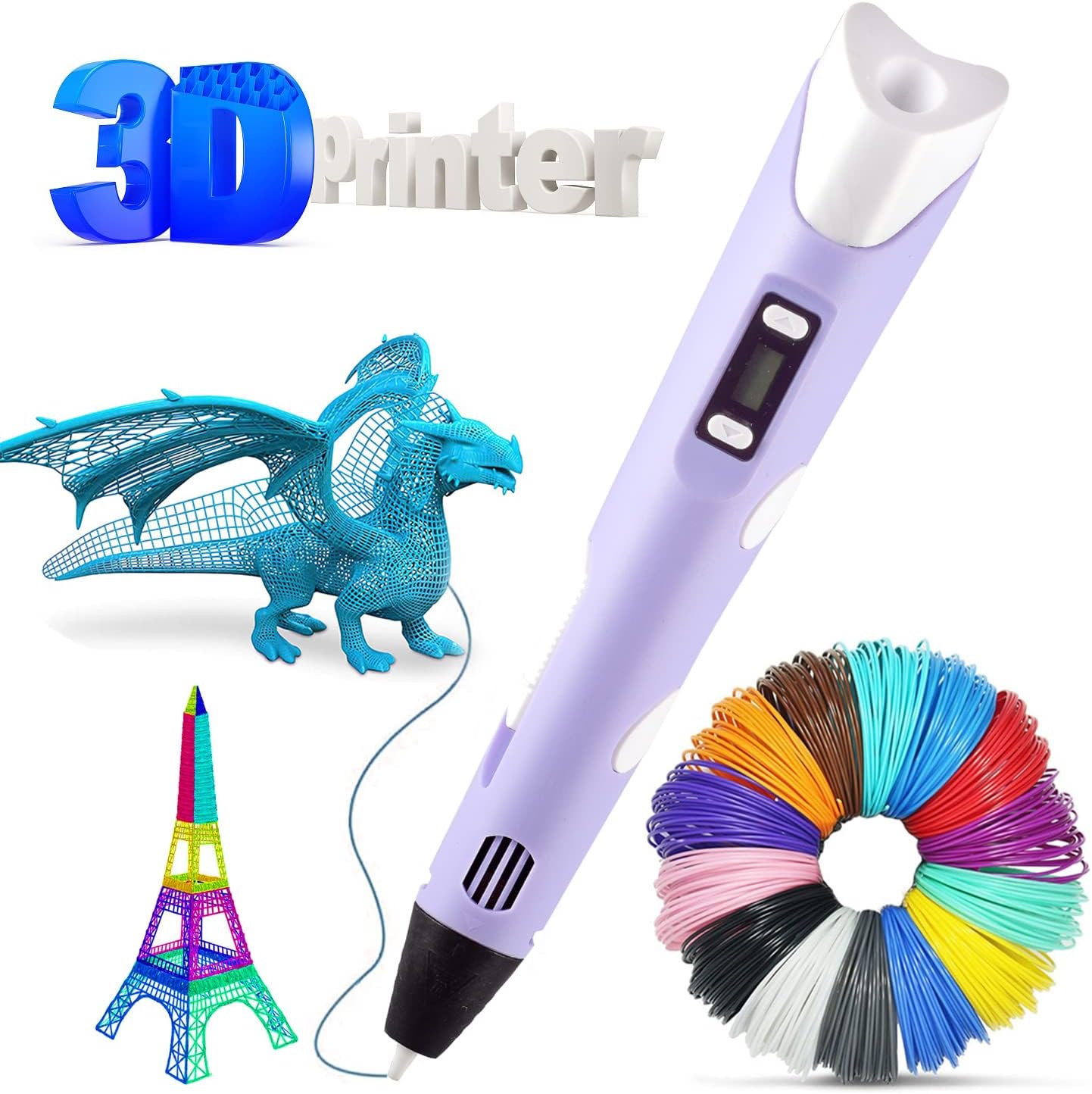 3D Printing Pen for Kids, Creative 3D Drawing Pen with 10 Colors PLA ...