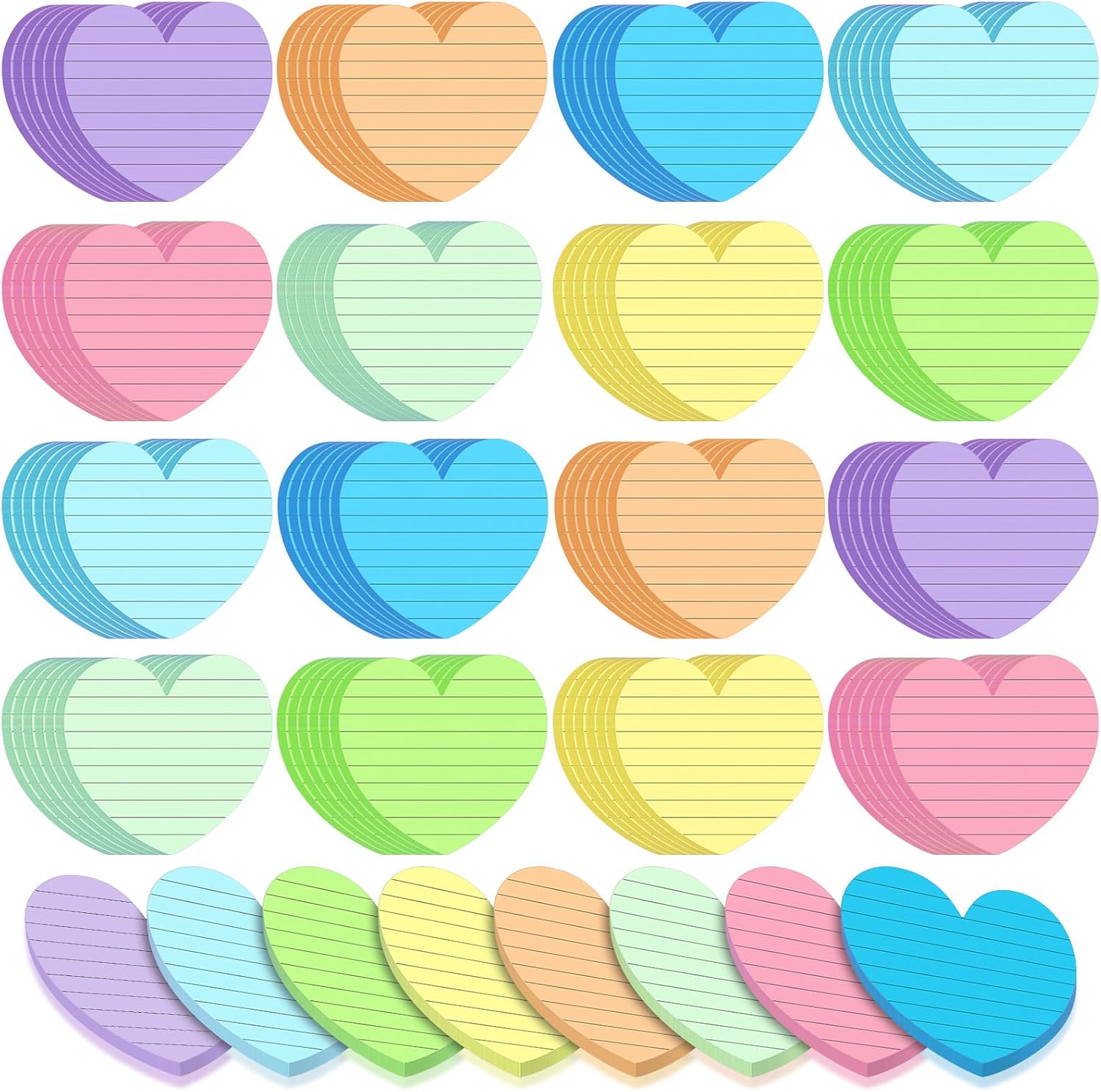 Amazon.com : Teling 96 Pcs 4320 Sheets Heart Shaped Sticky Notes Cute ...