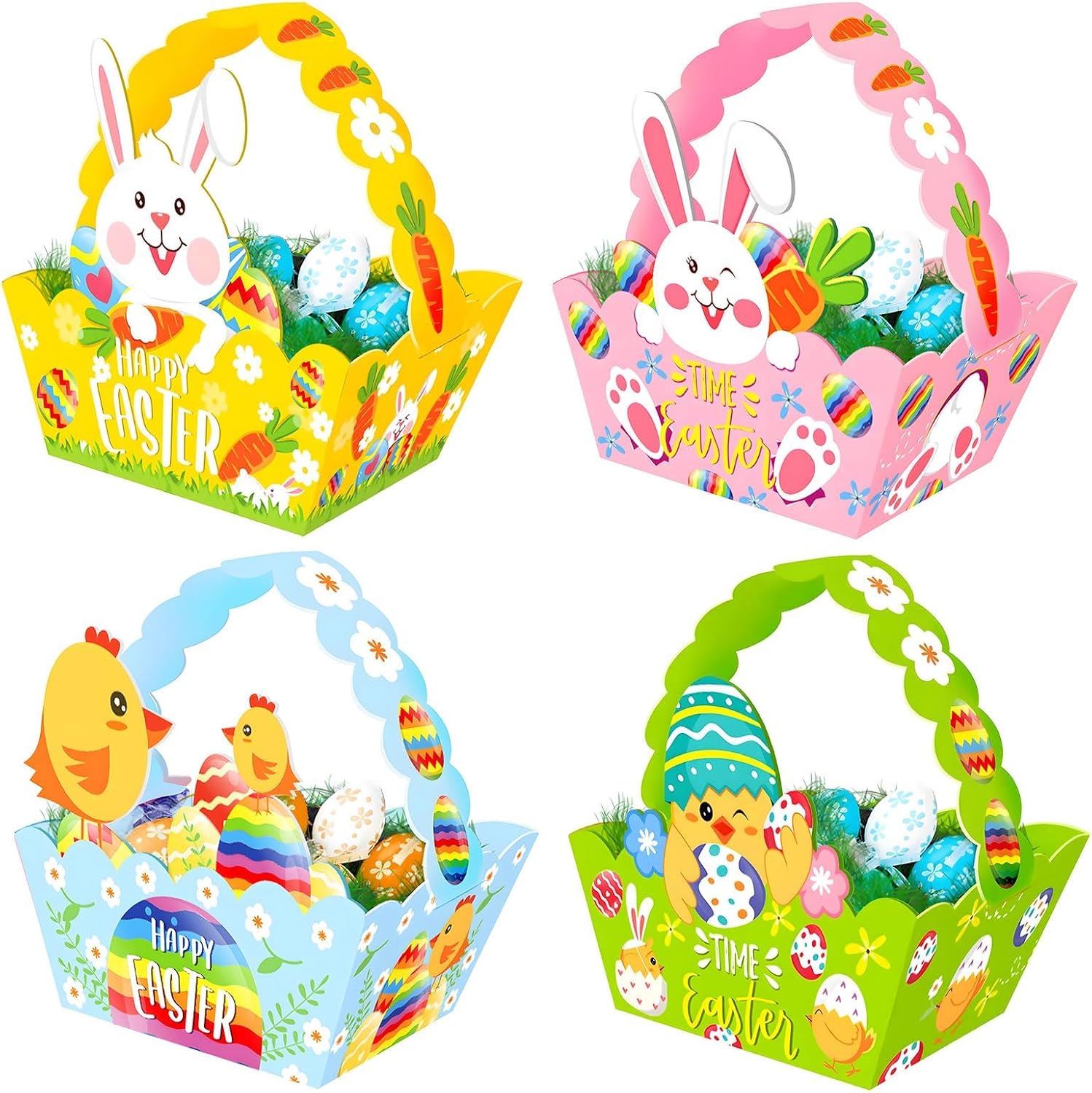 Dazejin 12 Pcs Easter Egg Hunt Basket for Kids, Child Party Craft Gift ...
