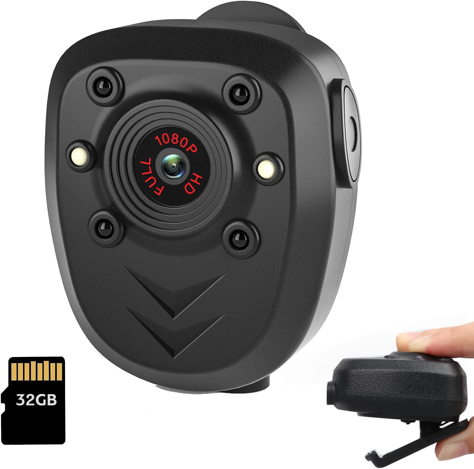 Mini caméra de police portable avec vision nocturne, carte mémoire 32 ...