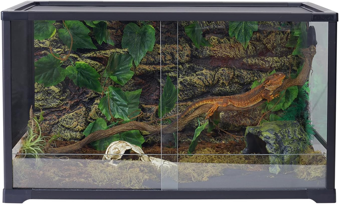 AIICIOO Reptile Glass Tank - 24 x 18 x 18 Inches Knock Down Full View ...