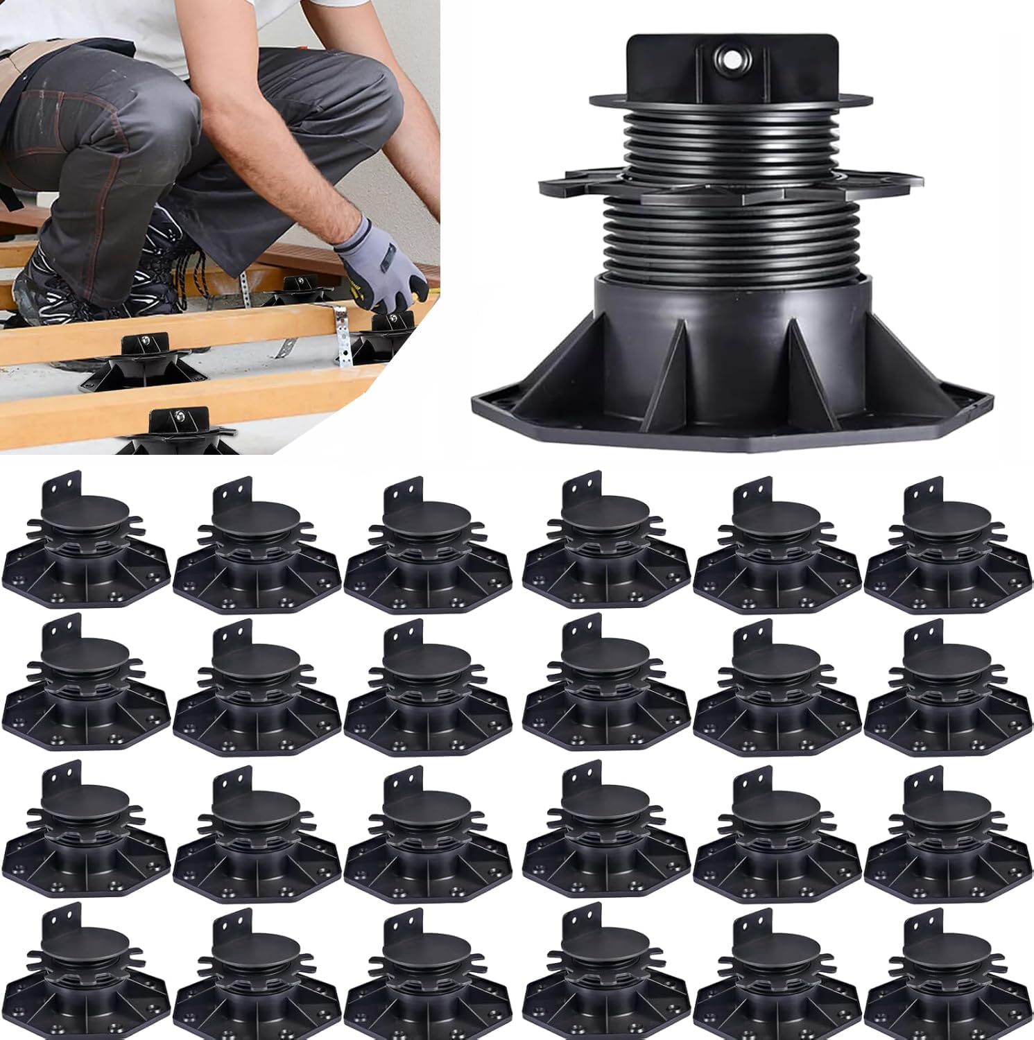Amazon.com: 24 Pack Adjustable Deck Support Pedestal Deck Foundation ...