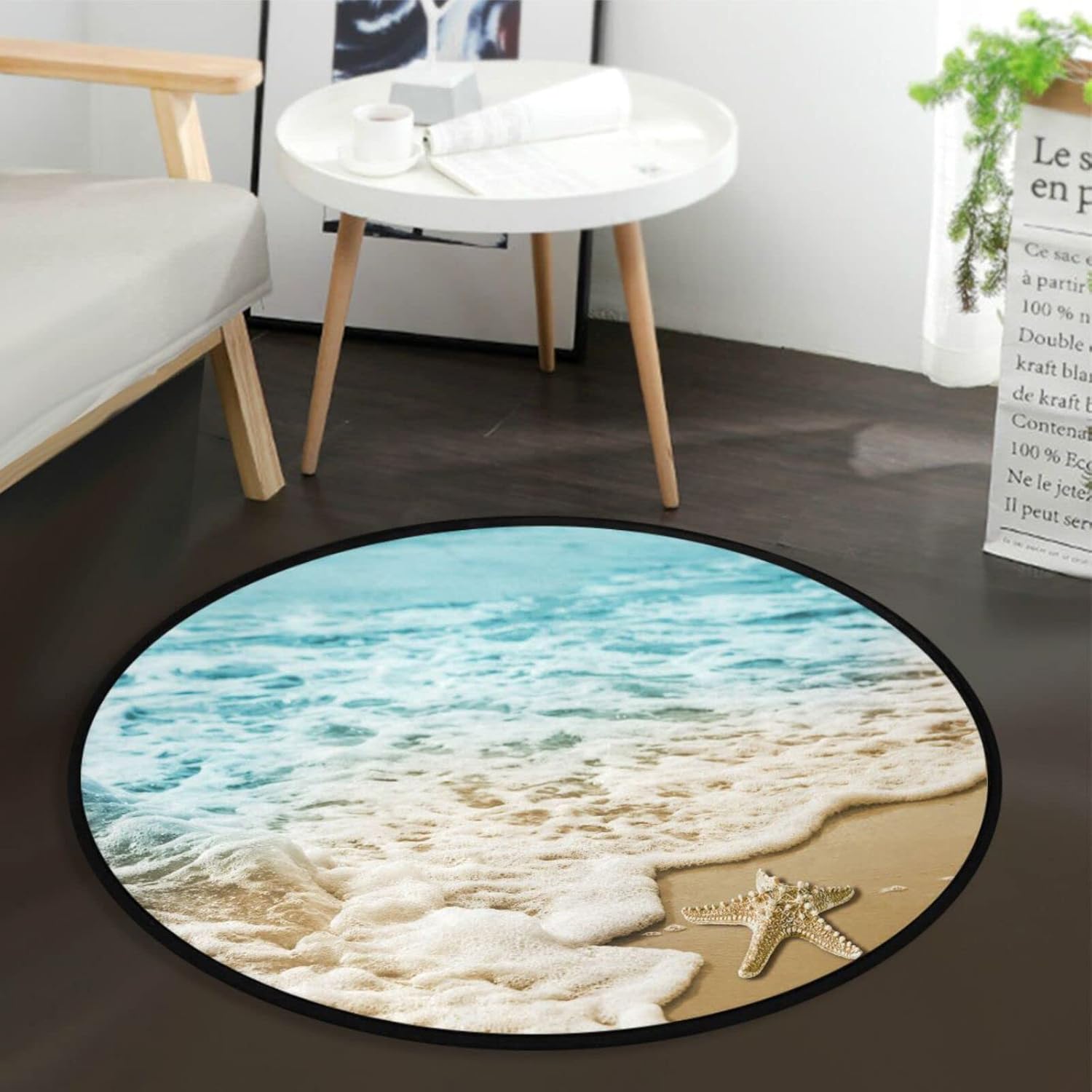 Amazon.com: DIGTIA Round Area Rug 3 ft for Bedroom Washable Starfish ...