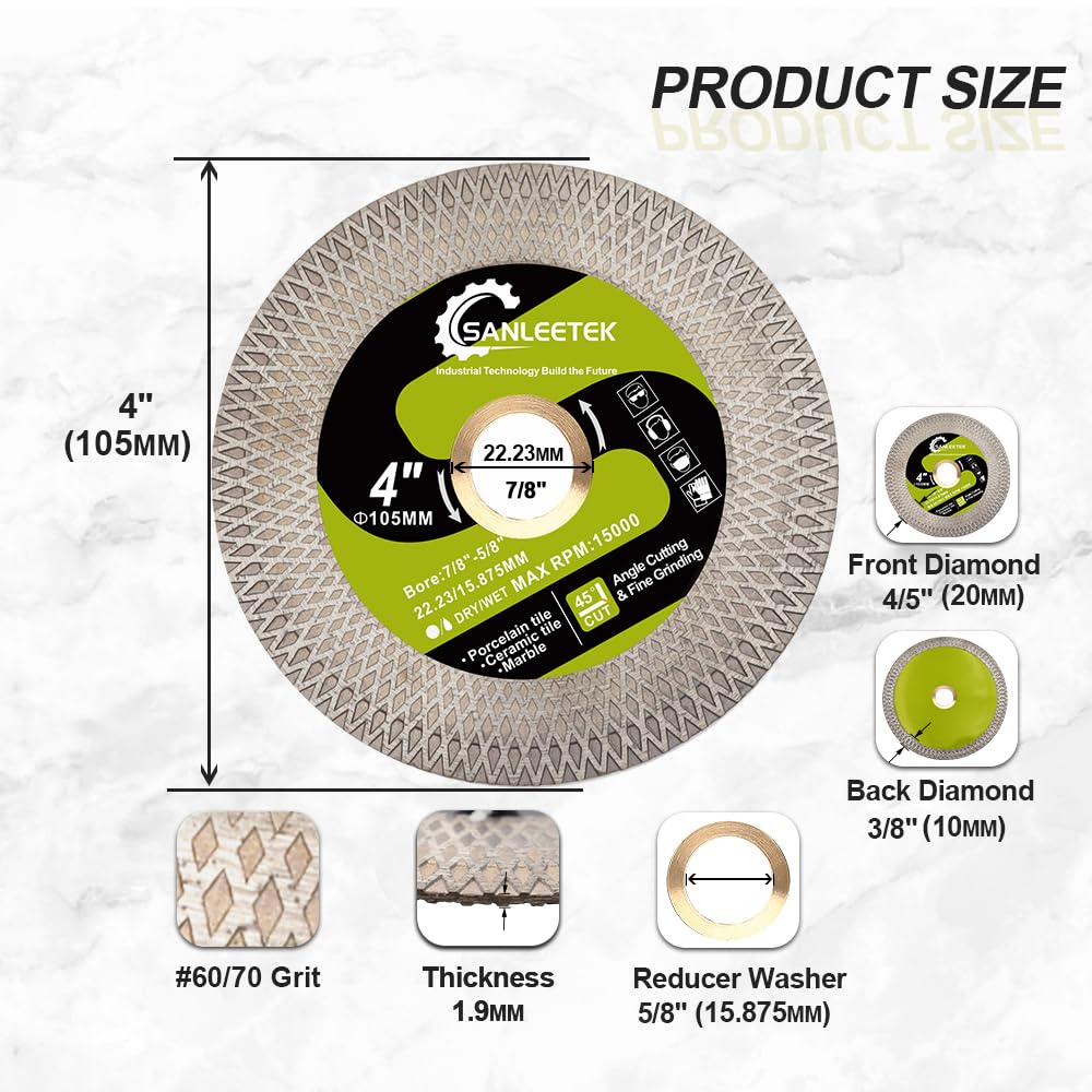 Snapklik.com : Diamond Tile Saw Blade SANLEETEK - 5pcs 105mm Diamond ...