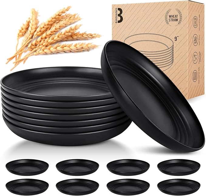 Amazon.com | Badiano Unbreakable 9-Inch Deep Dinner Plates Set of 8 ...