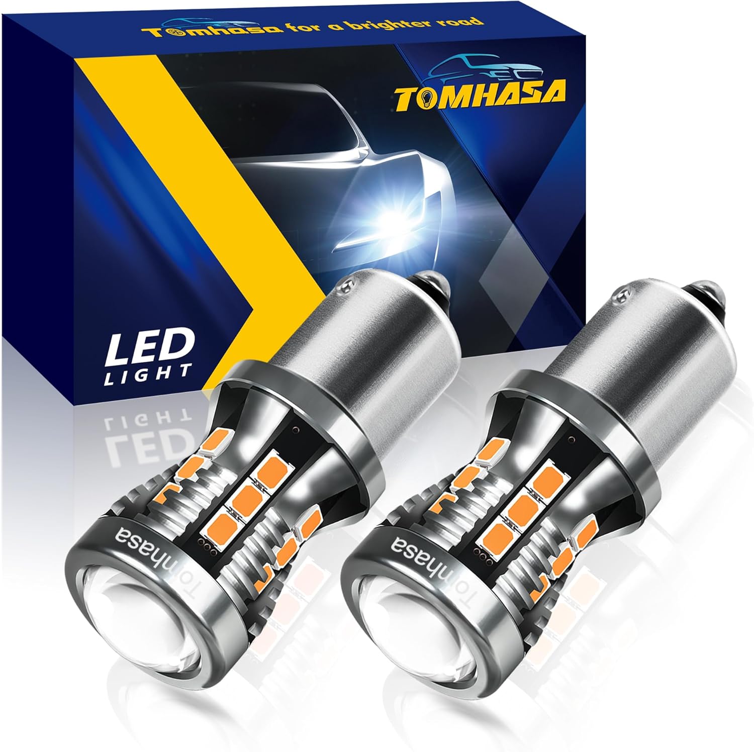 Amazon.com: Tomhasa 1156 LED Bulbs for Turn Signal Light, Amber Yellow ...