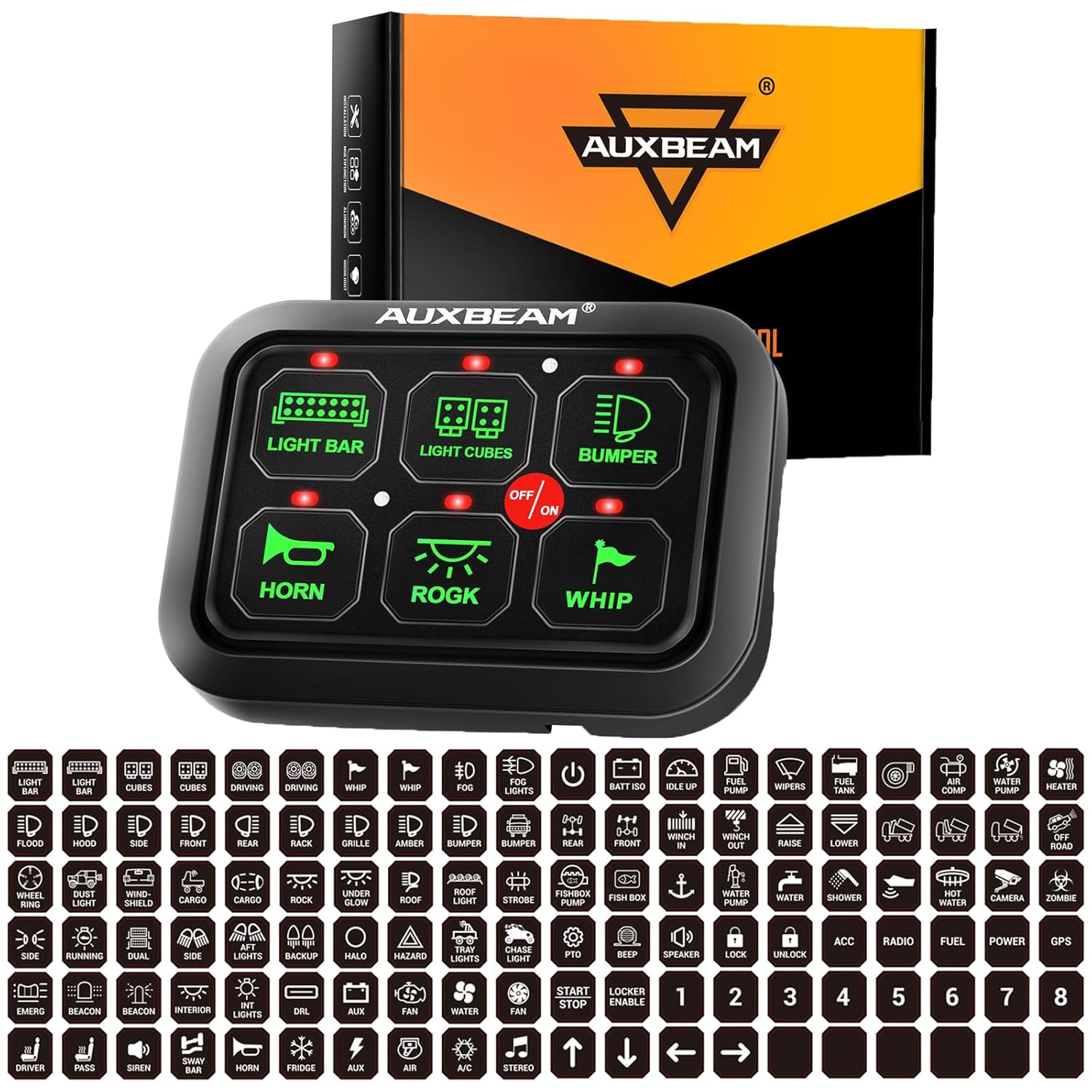 Amazon.com: Auxbeam 6 Gang Switch Panel GC60, Universal Circuit Control ...