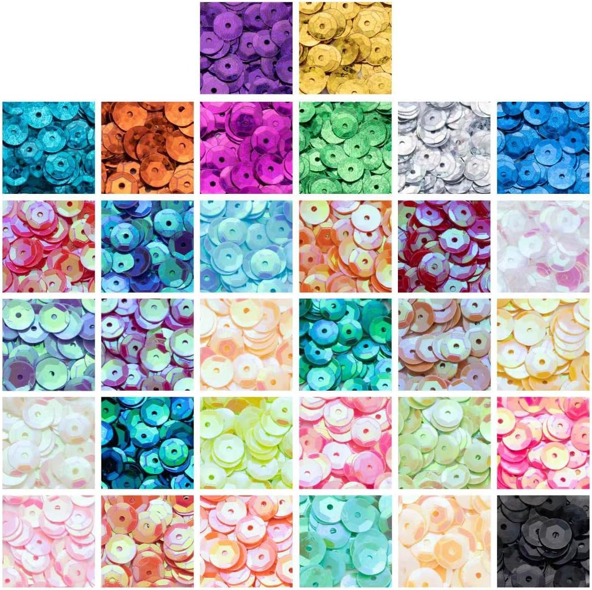 Amazon.com: 21600 Pcs Loose Sequins Bulk 5MM Rainbow Round Embroidery ...