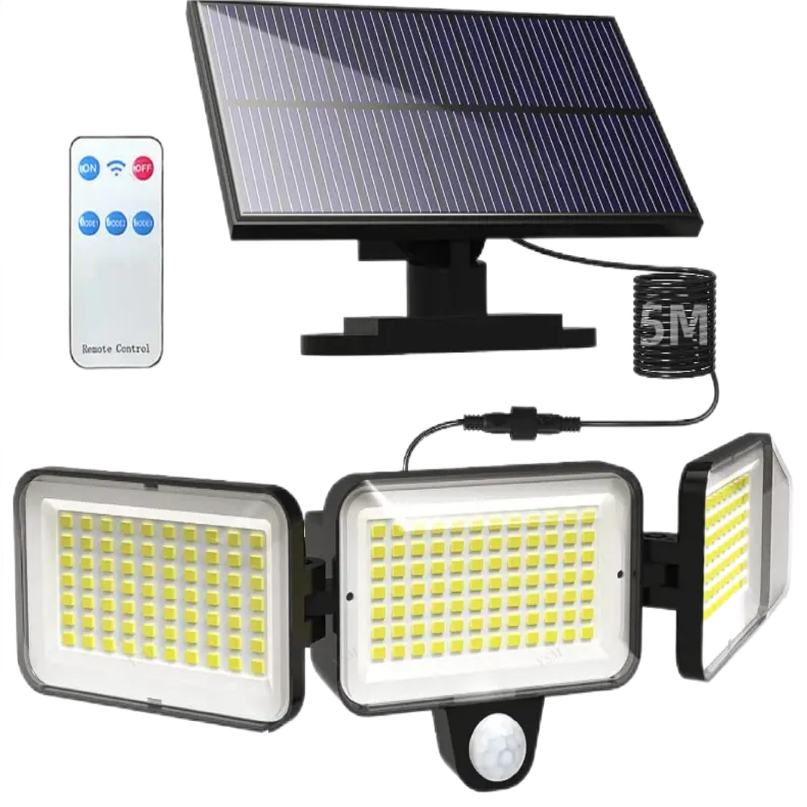 Focos Solares Exteriores Focos Solares Exterior 3 Cabezas 224 LED - 300 ...