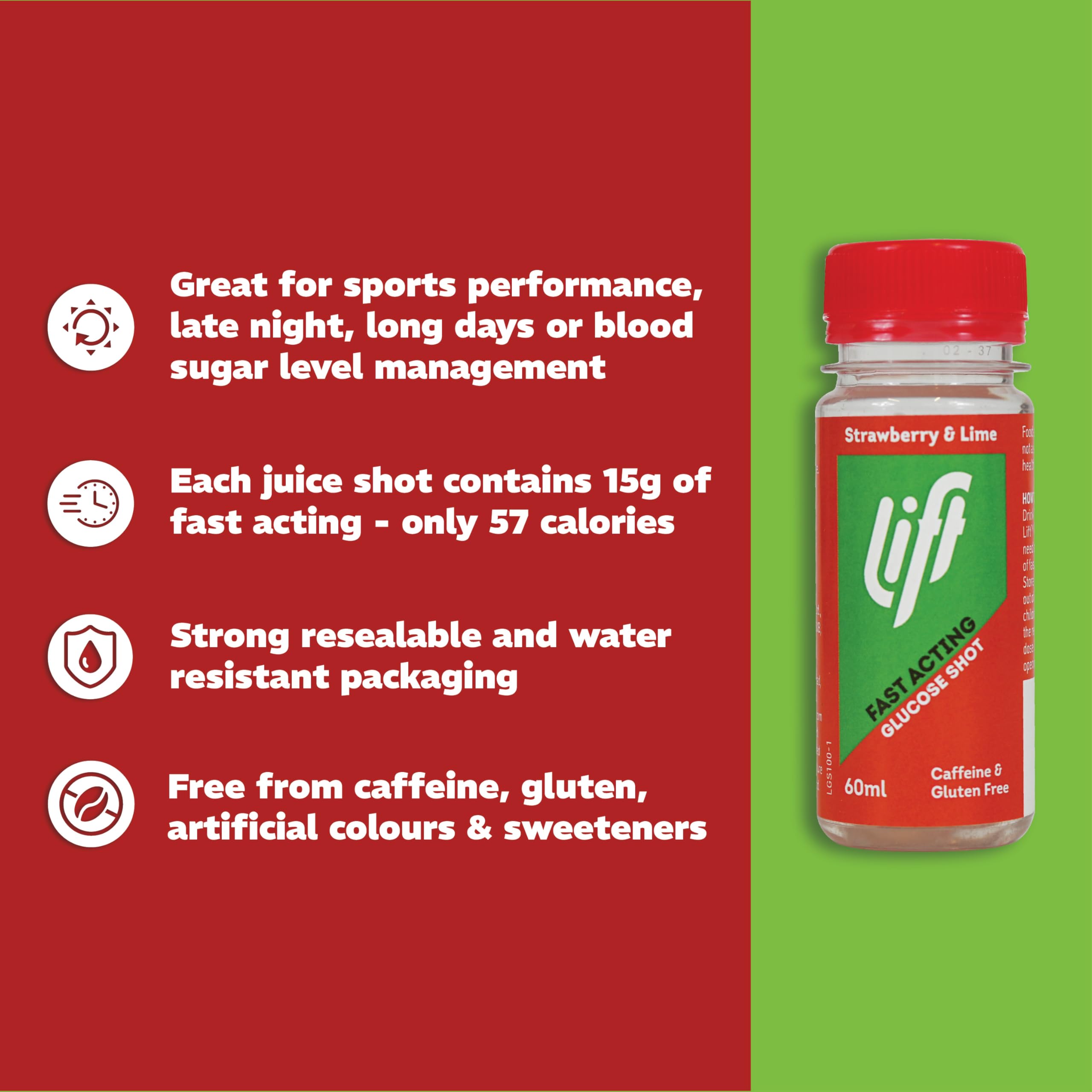 Lift | Fast-Acting Glucose Energy Juice Shots | Strawberry & Lime | 12 ...