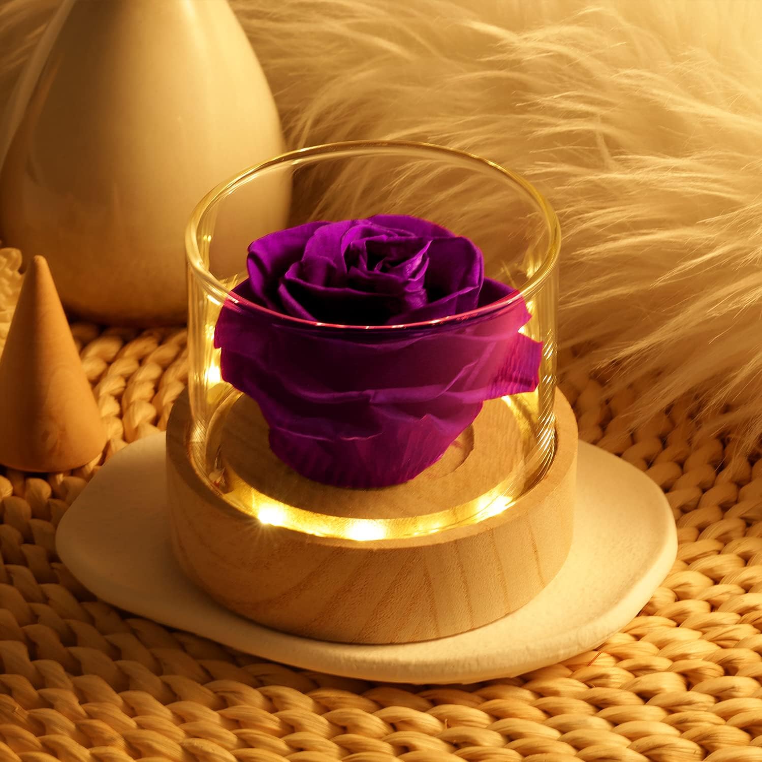 LG LOUIS GARDEN Rosa preservada en cúpula de cristal flor real eterna ...