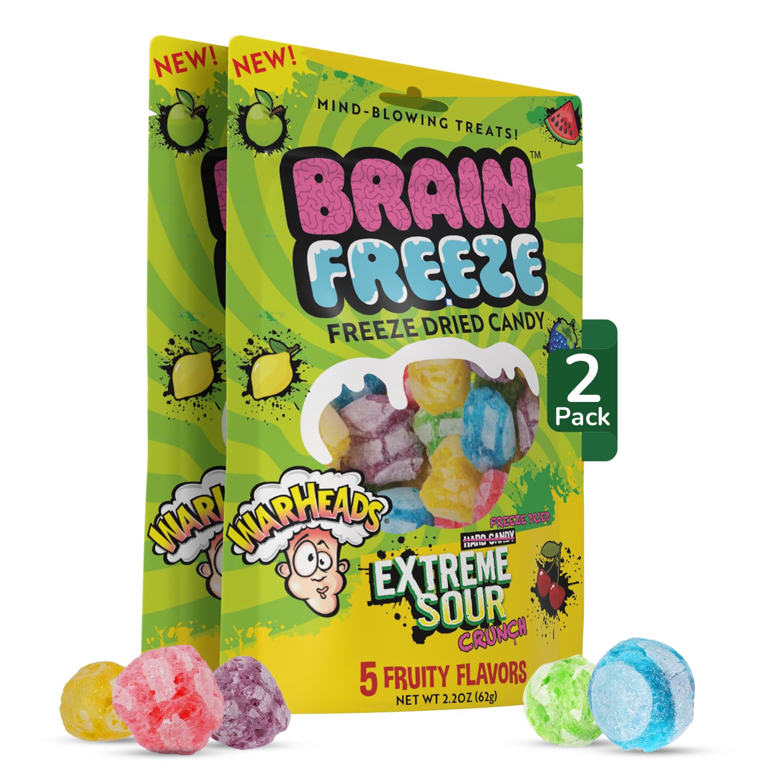 Amazon.com: Brain Freeze by Warheads Mixed Fruit Dried Candy | Freeze ...