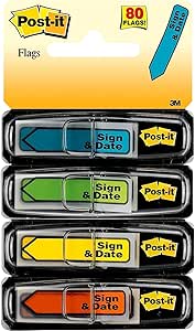 Amazon.com : Post-it 'Sign and Date' Message Flags, 0.47-inch Wide ...