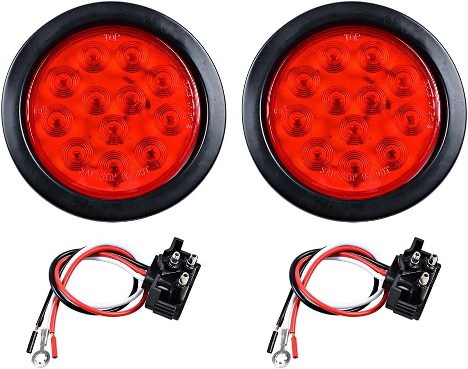 Lot de 2 feux de remorque LED ronds rouges de 10,2 cm, feux stop ...