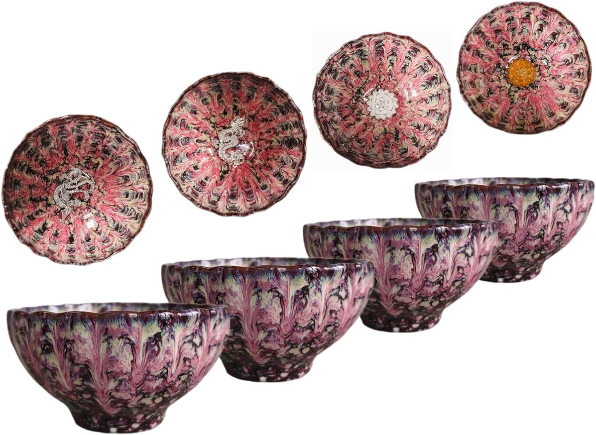 CmengAo Tenmokus Tea Cup Set, Handmade Jianzhan Tea Cup 3d Tenmoku ...