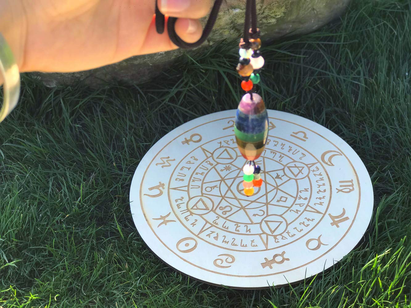 Buy OKDOKEY 7.8" Mandala Witches Runes Wood Engraved Board, Zodiac ...