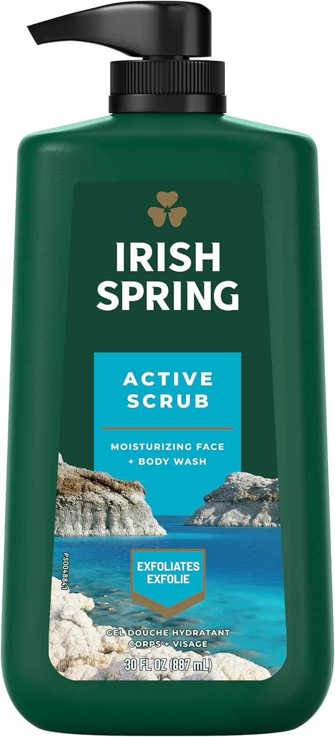 Irish Spring Active Scrub Exfoliating Body Wash and Face Wash for Men ...